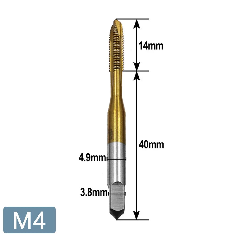 STONEGO Метчик с титановым покрытием HSS6542 M3/M4/M5/M6/M8 1PC(M4)