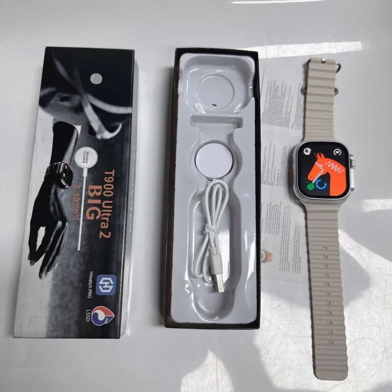 Смарт-часы, 49mm, T900 Ultra2 Gray,49mm, спортивные Bluetooth-часы 9 серии для мужчин и женщин, беспроводная зарядка, мониторинг состояния здоровья, спортивные часы на открытом воздухе, воспроизведение музыки, будильники, обои для рабочего стола на заказ