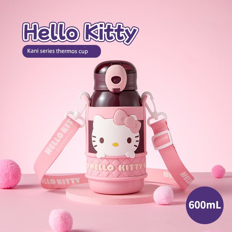 Термос MINISO Sanrio Kani, 600 мл, большой объем, милый зимний портативный стакан Hello Kitty
