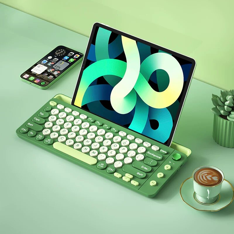 Huawei BOW iPad клавиатура с большим слотом в серо-зеленом - двухрежимная, беспроводная + два Bluetooth