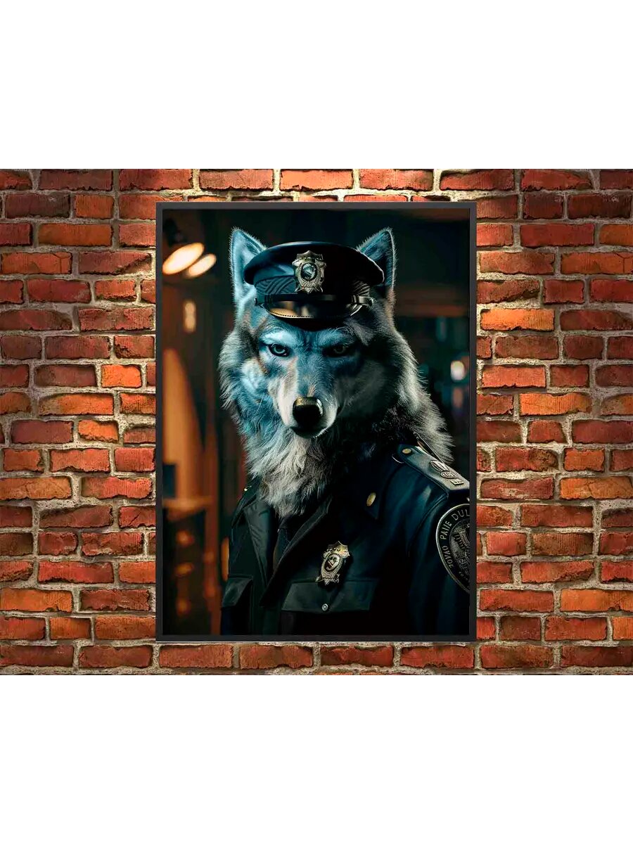 Волк-животное-полицейский 3, Плакат 30x42см