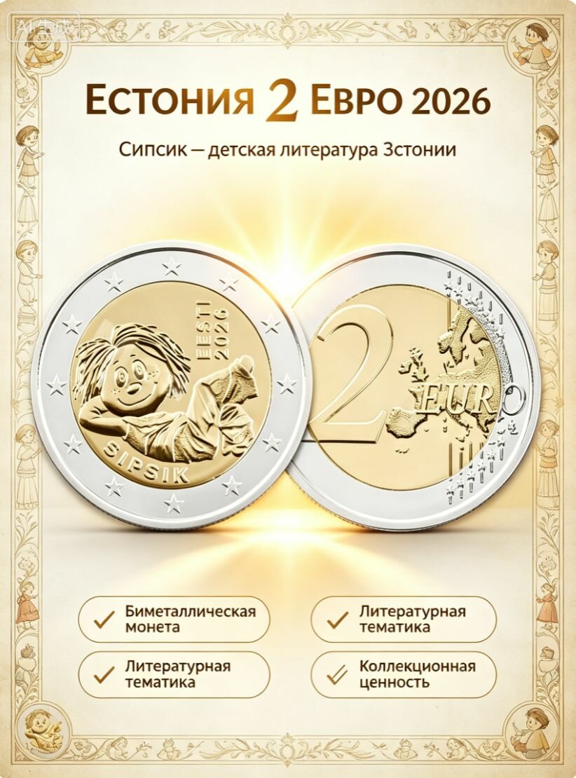 Эстония 2 евро 2026 сипсик — фото 1