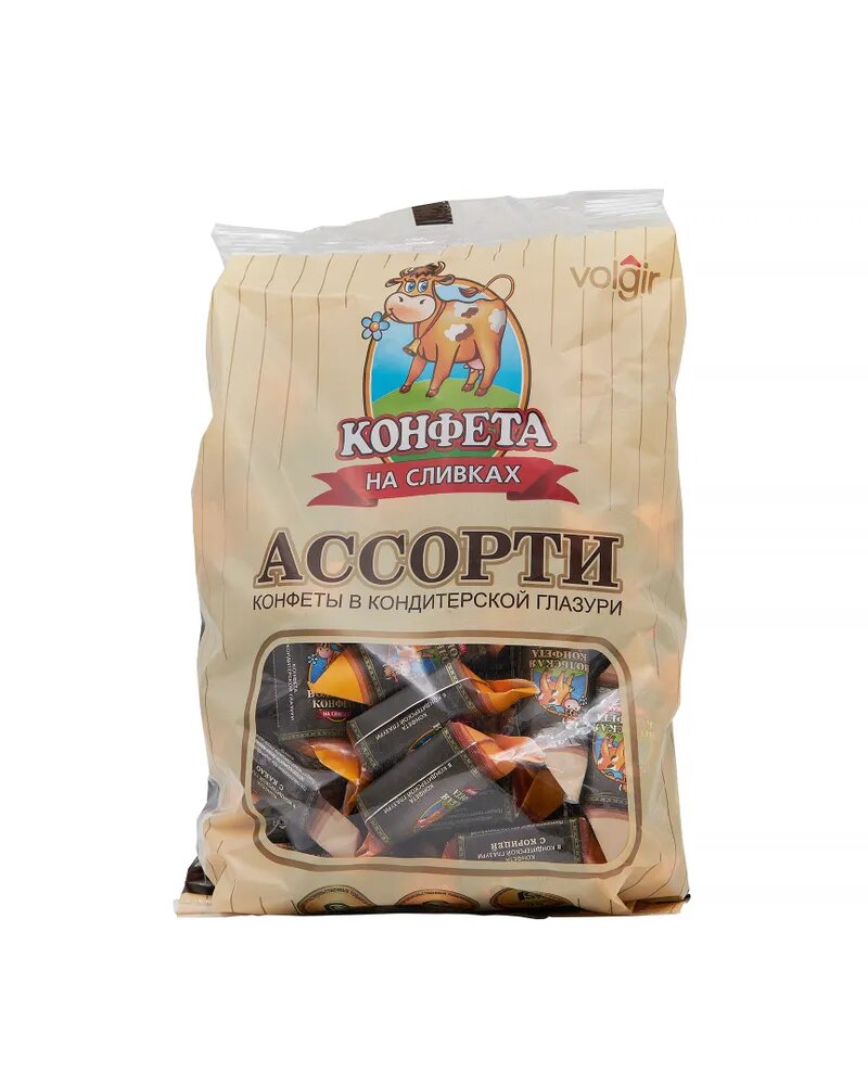 Вольская конфета, на сливках, в кондитерской глазури, Ассорти, 1 кг.