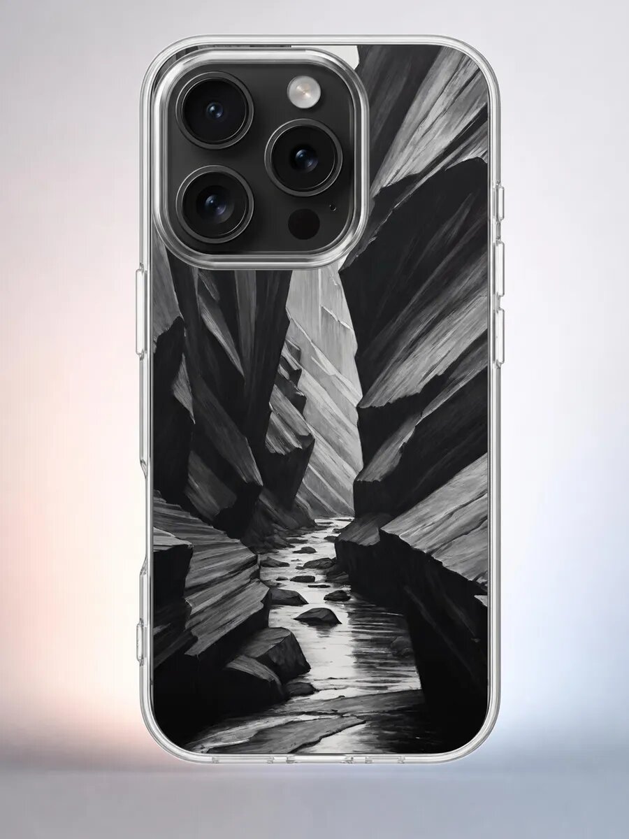 Чехол iPhone 15 Pro каньон арт силиконовый прозрачный