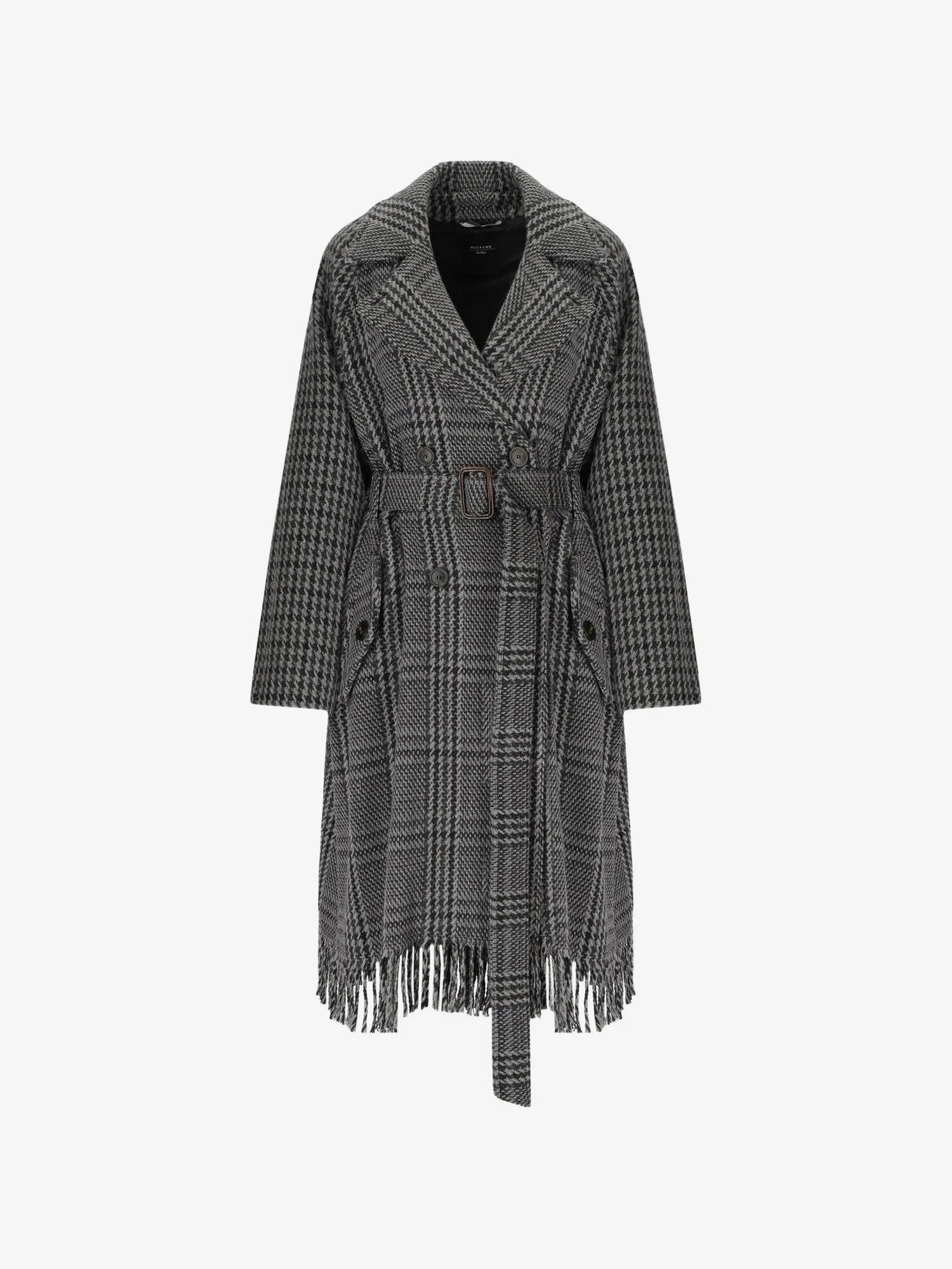 Пальто Checked fringed coat