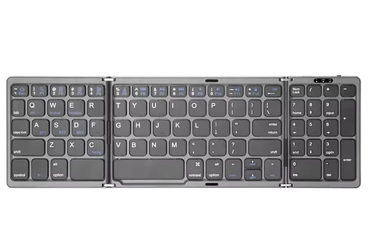 Складная беспроводная клавиатура Bluetooth, Gray, Russian n English