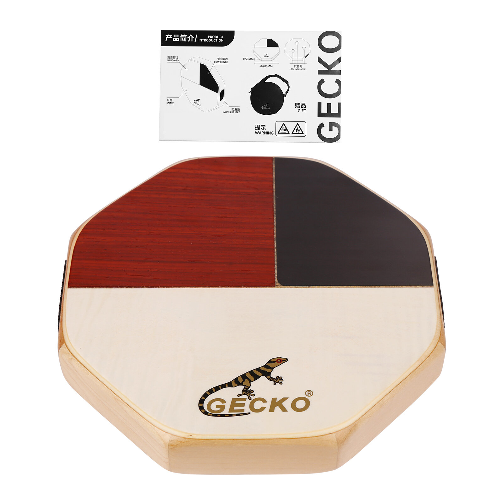 GECKO SD6 Cajon Ручной барабан Кахонный барабан Ударный инструмент с сумкой для переноски Портативный для путешествий Кемпинг