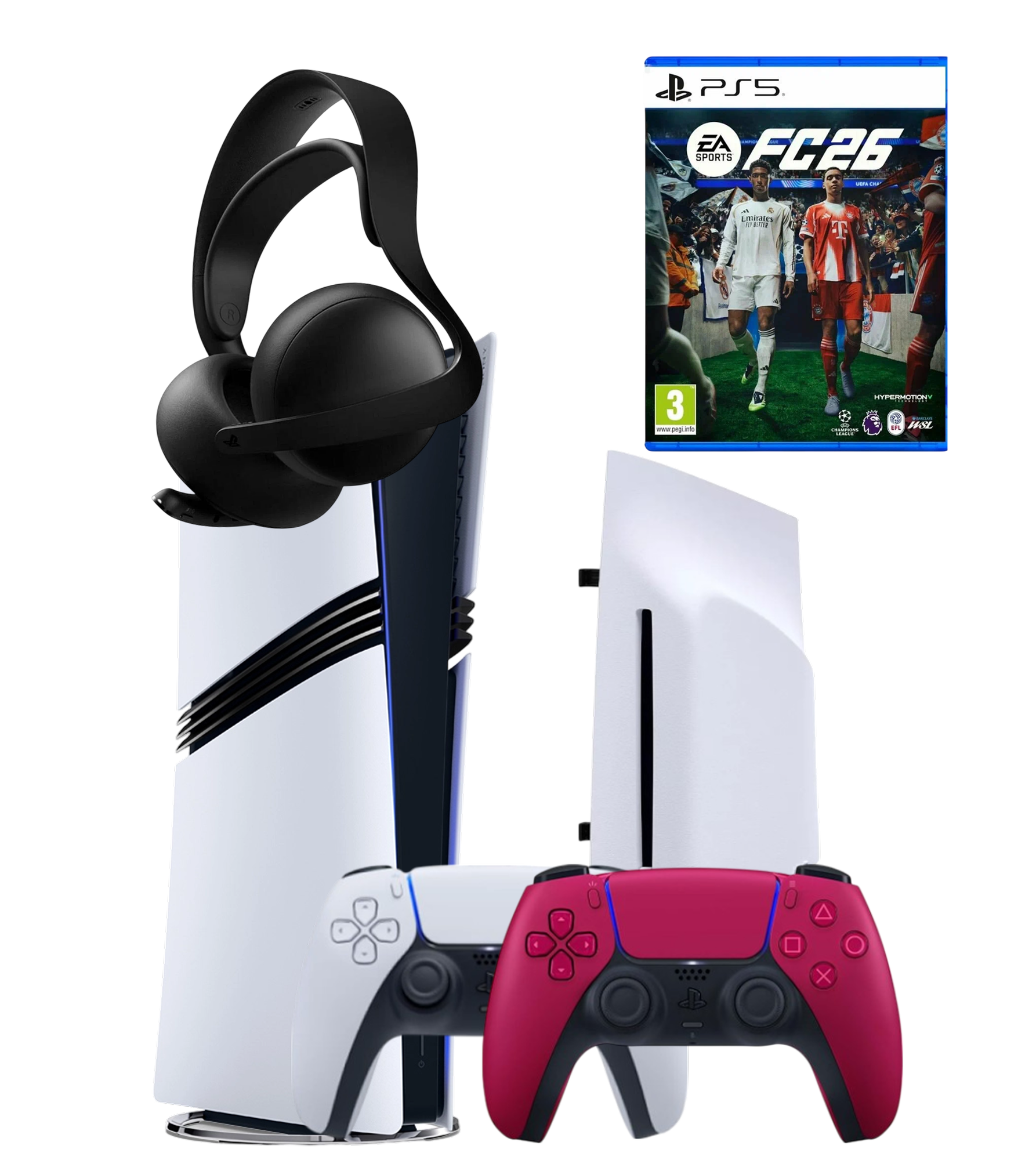 Игровая приставка Sony PS 5 Pro+ 2й геймпад красный + игра FC26 + дисковод