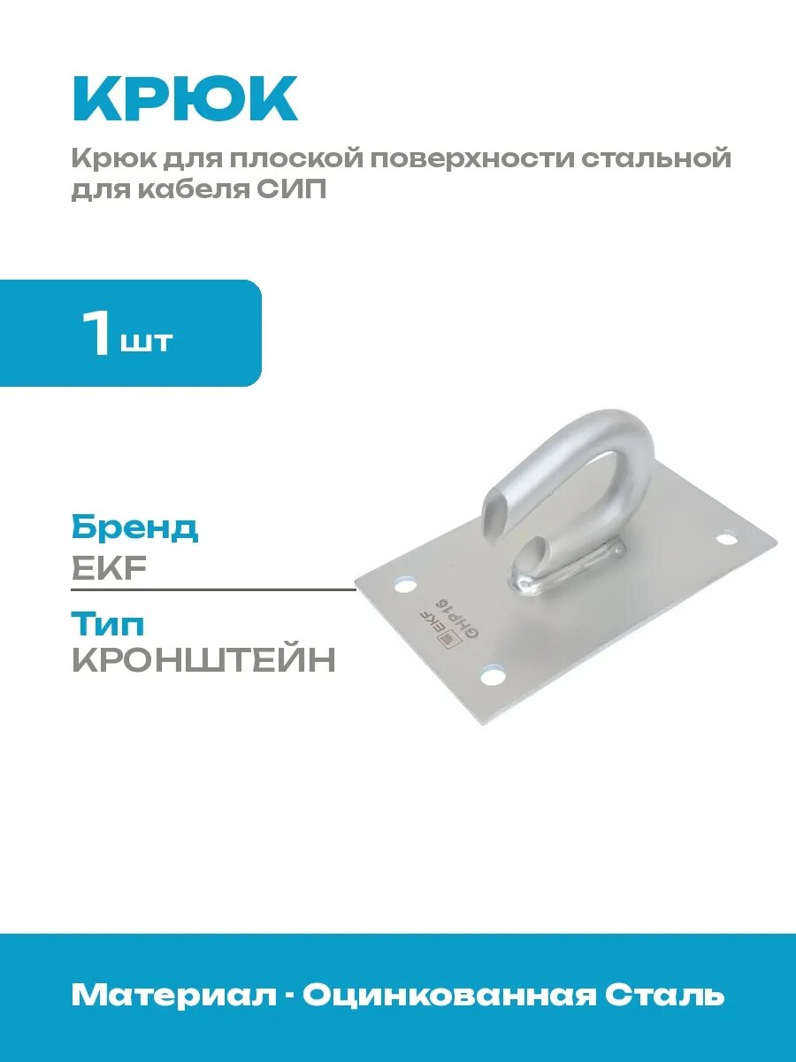 Кронштейн для плоской поверхности оцинкованный для кабеля