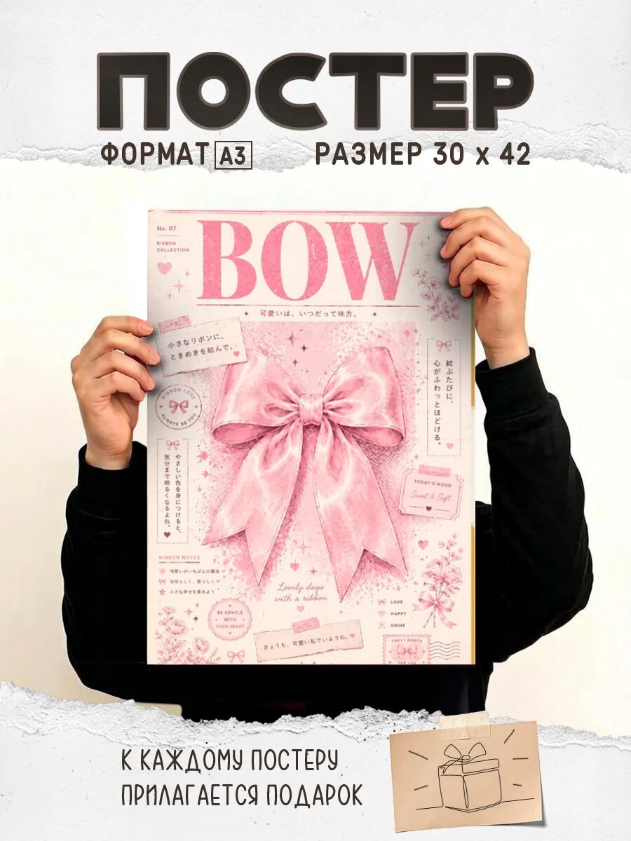 Постер на стену с розовым бантом — coquette эстетика