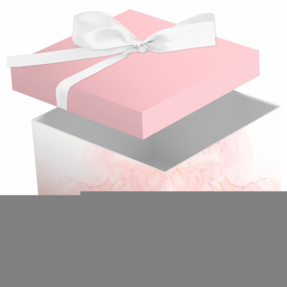 Коробка складная подарочная MESHU "Pink marble" (15x15x15см), с лентой, отд фольгой (MS_66467), 48 уп.