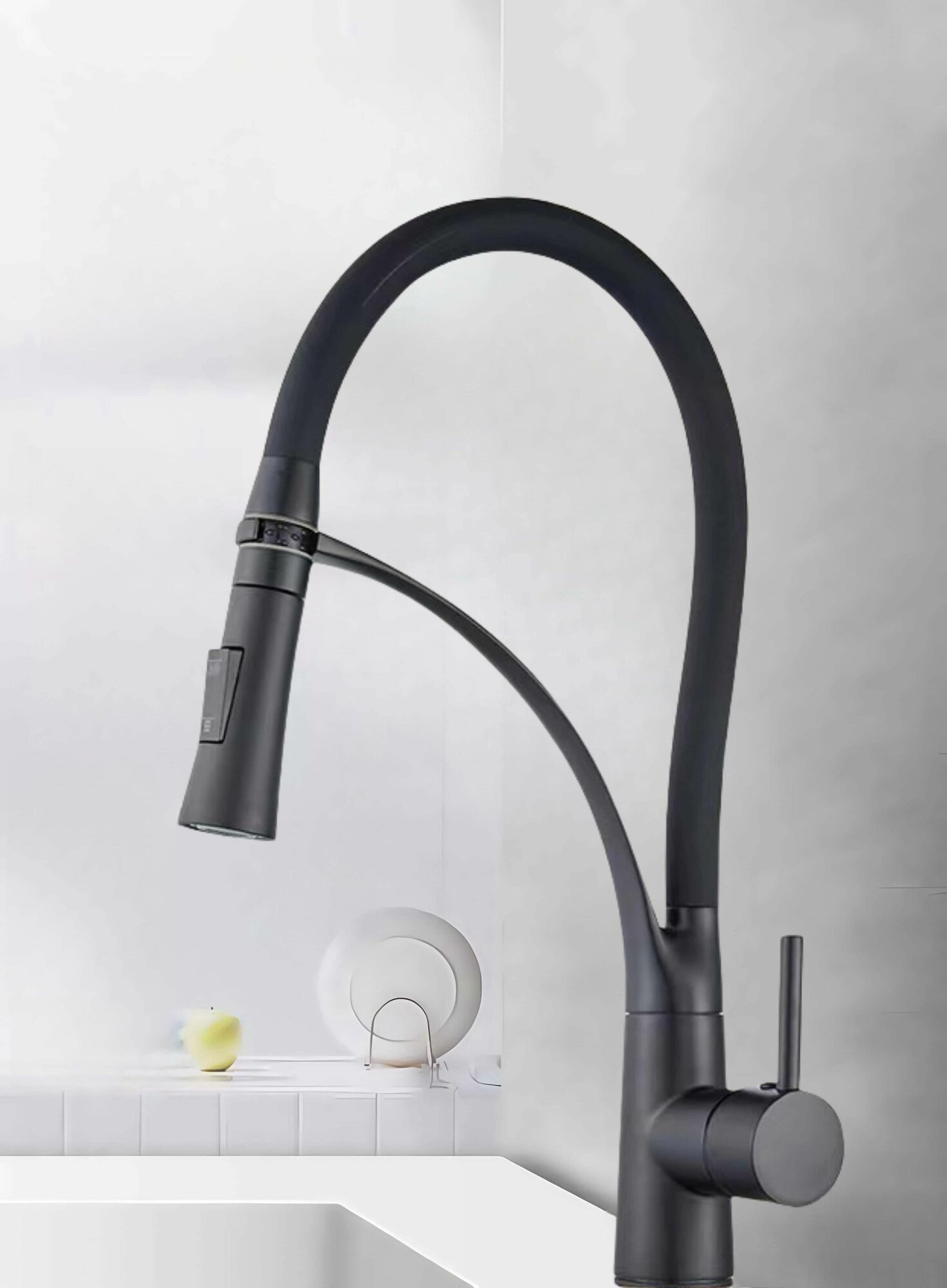 Смеситель для кухни с гибким изливом IKEA, хром, ручка-стик, латунь, экологичный силикон, Гарантия 10 лет, Германия