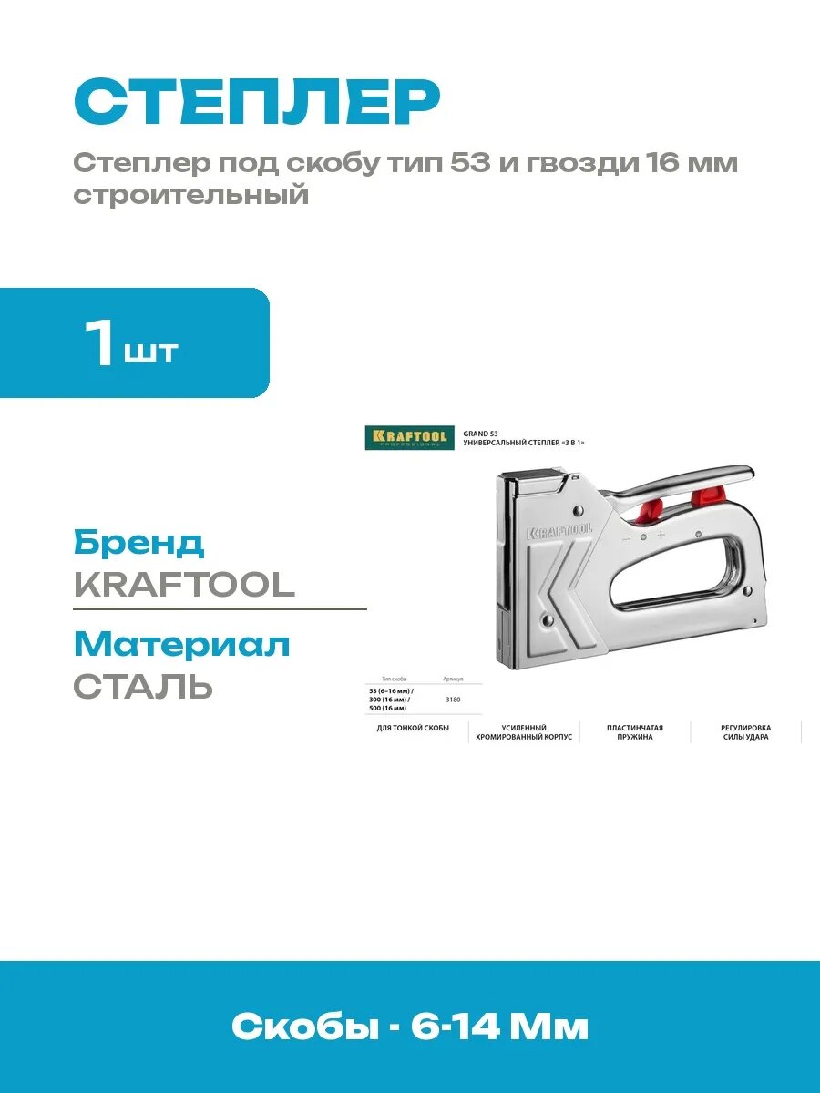Степлер тип 53 под скобы 6-16мм и гвозди для обивки мебели