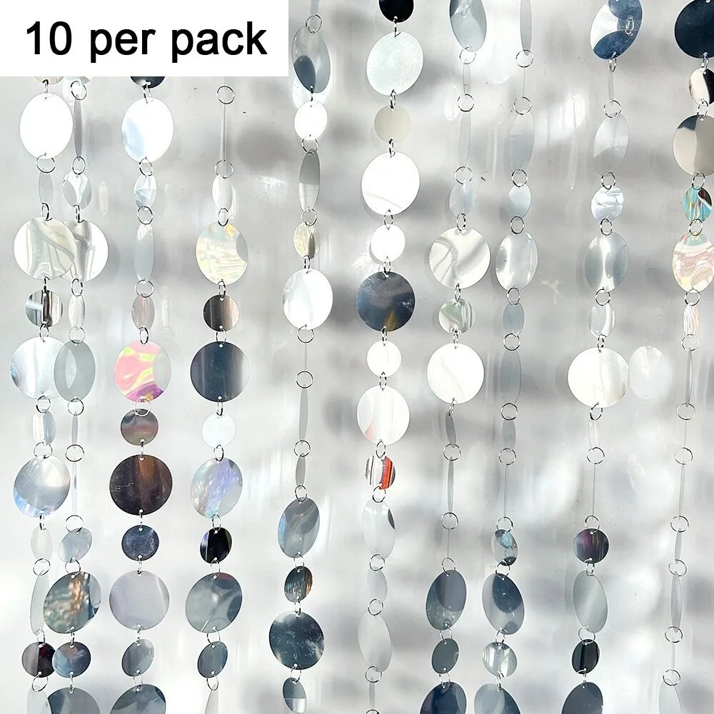 Фольгированные пайетчатые занавески, 10 шт. Серебряный, Silver