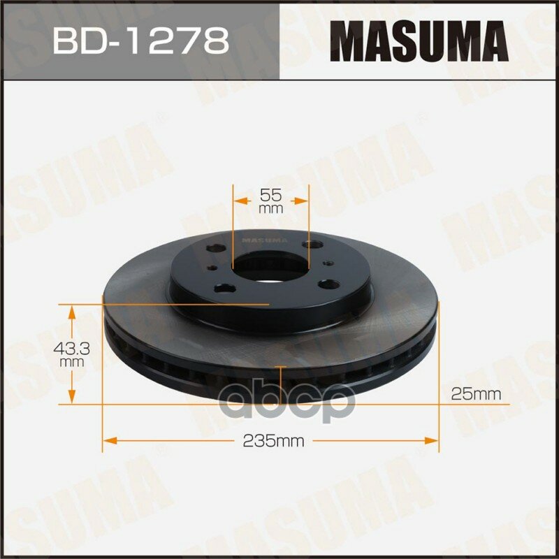 Диск тормозной (упаковка 2 шт, цена за 1 шт) Masuma арт. BD-1278
