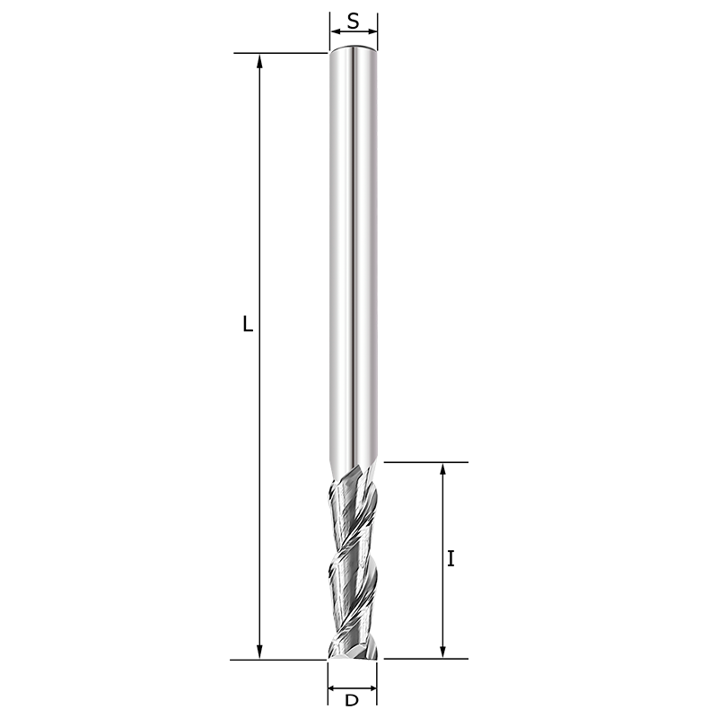 Фреза спиральная по алюминию Z2 D=3x8x50 S=4 Rotis 138.030850AL