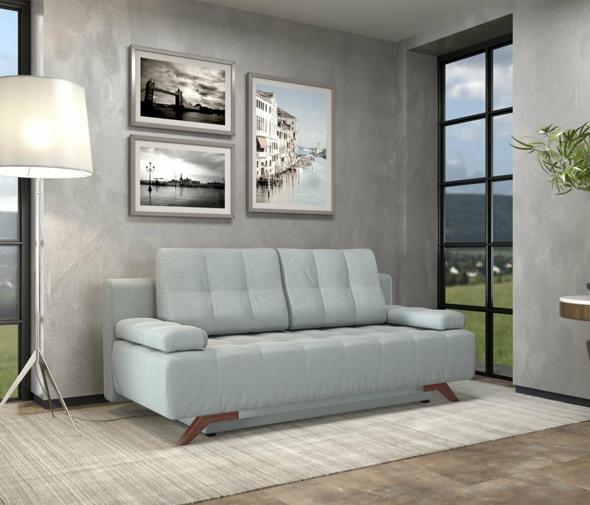 Диван прямой Баден-Баден светло-серый