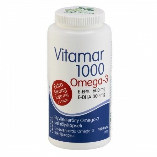 Рыбий жир в капсулах Vitamar 1000 Omega-3, 100шт (Финляндия)