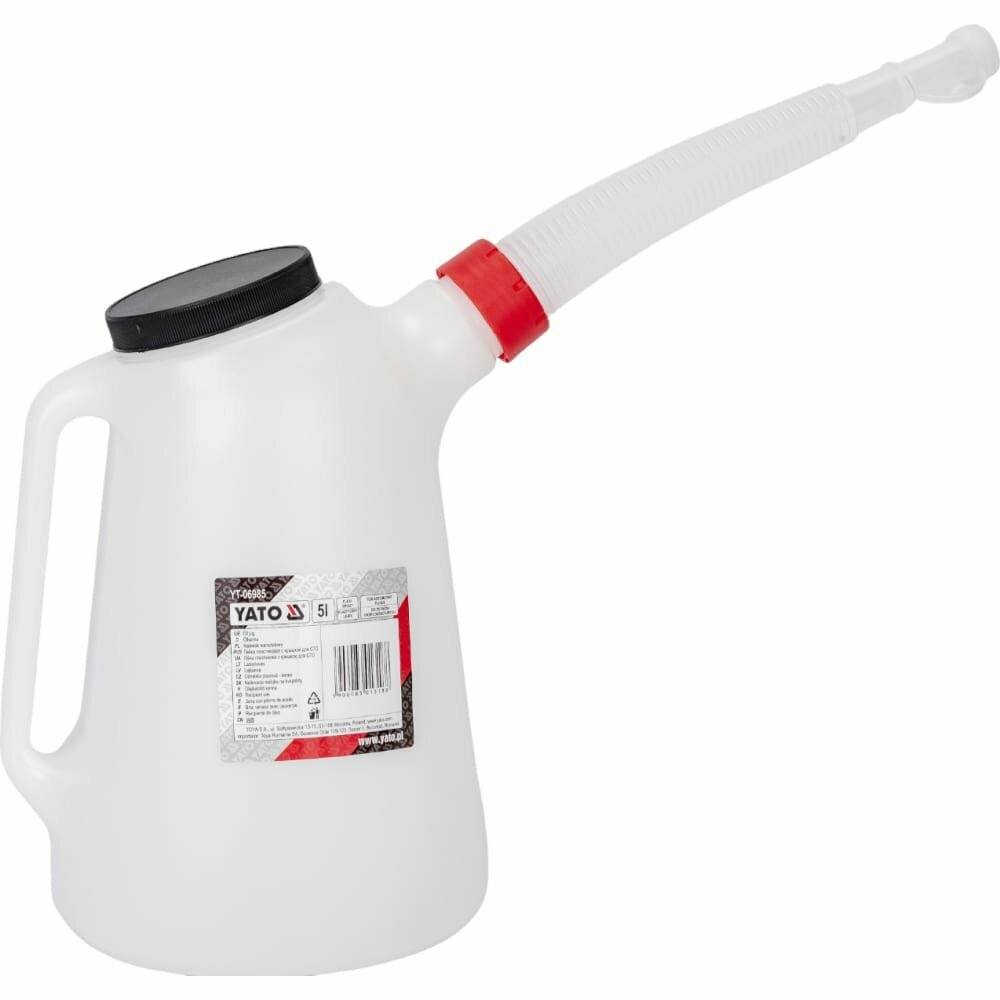 Лейка для СТО YATO 5л пластиковая с крышкой YT-06985, 371406985 092 1, 5 л