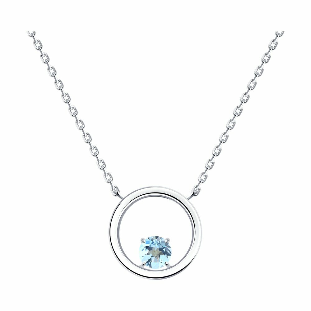 Колье, серебро, 925 проба, родирование, топаз