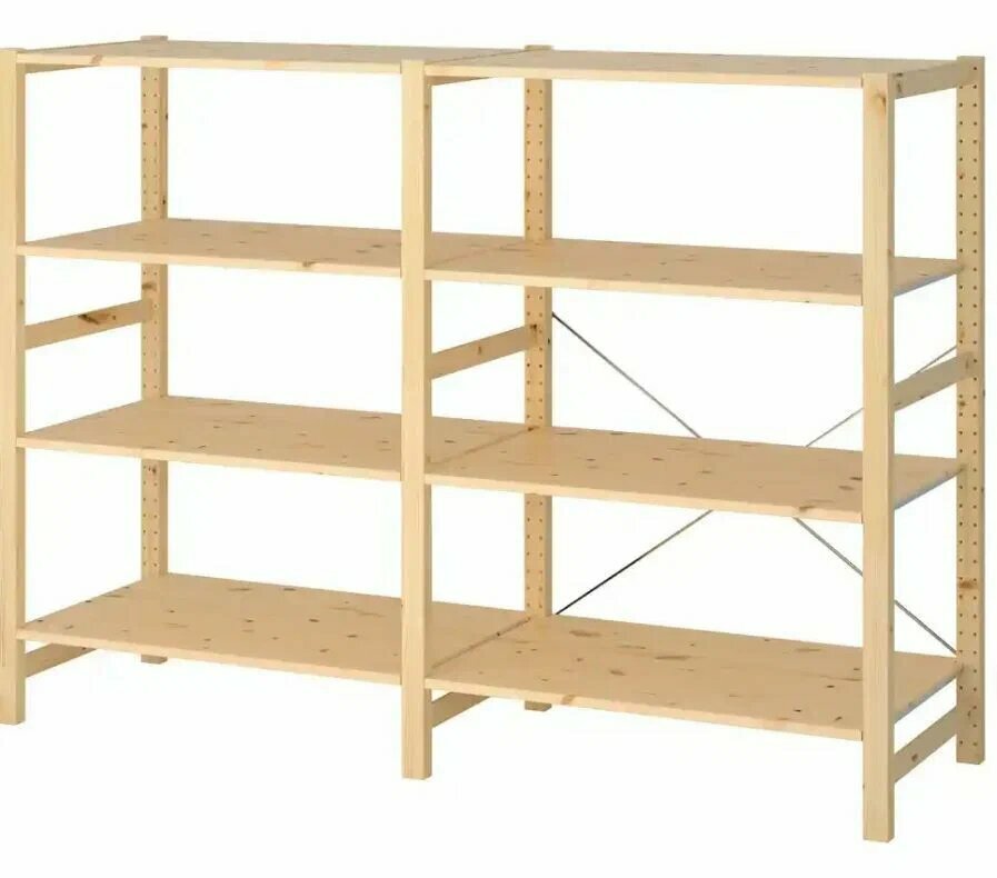 Стеллаж деревянный напольный IKEA Ivar 174х30х124 см, 8 полок, сосна