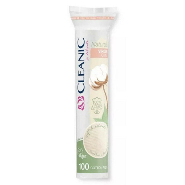 CLEANIC Naturals Virgin Cotton круглые ватные диски 100 шт для макияжа и ухода за кожей