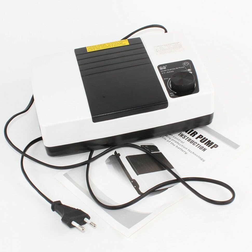 Аквариумный компрессор c аккумулятором SunSun YT-8000 AC/DC регулируемый, 8 Вт, 4 л/мин