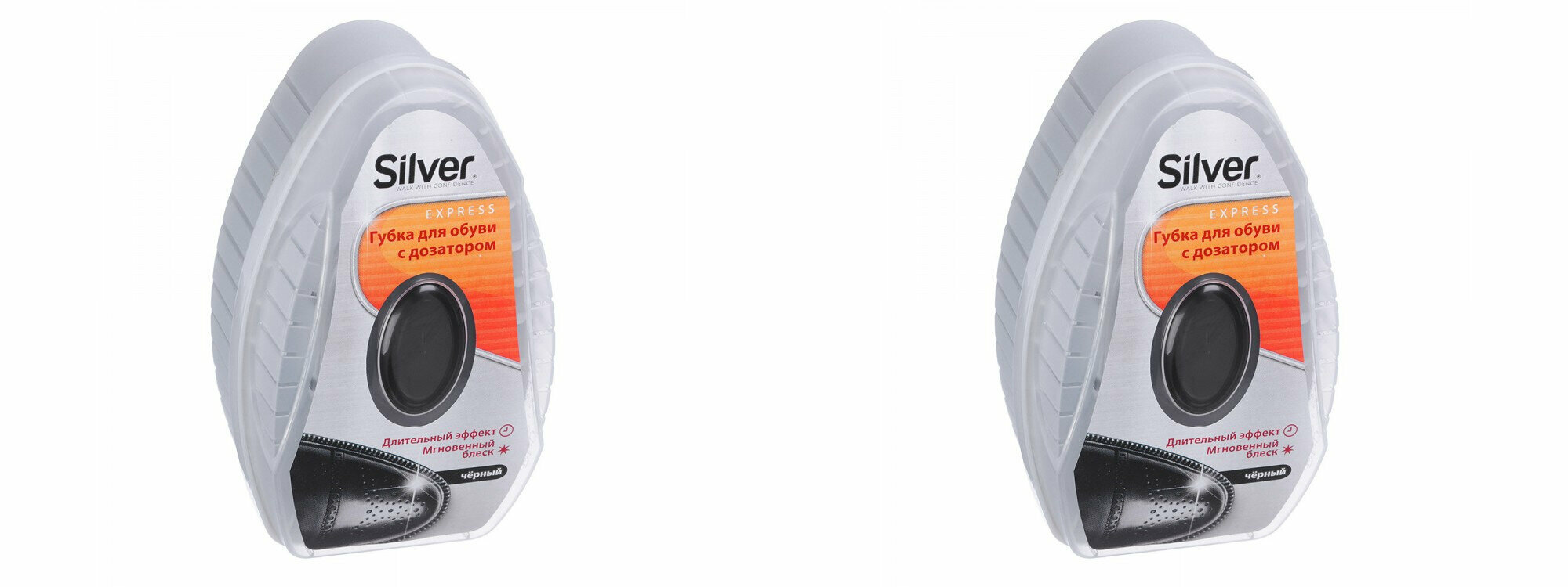 SILVER Губка-блеск для обуви с дозатором силикон антистатик чёрная PS3007-01, 2 шт