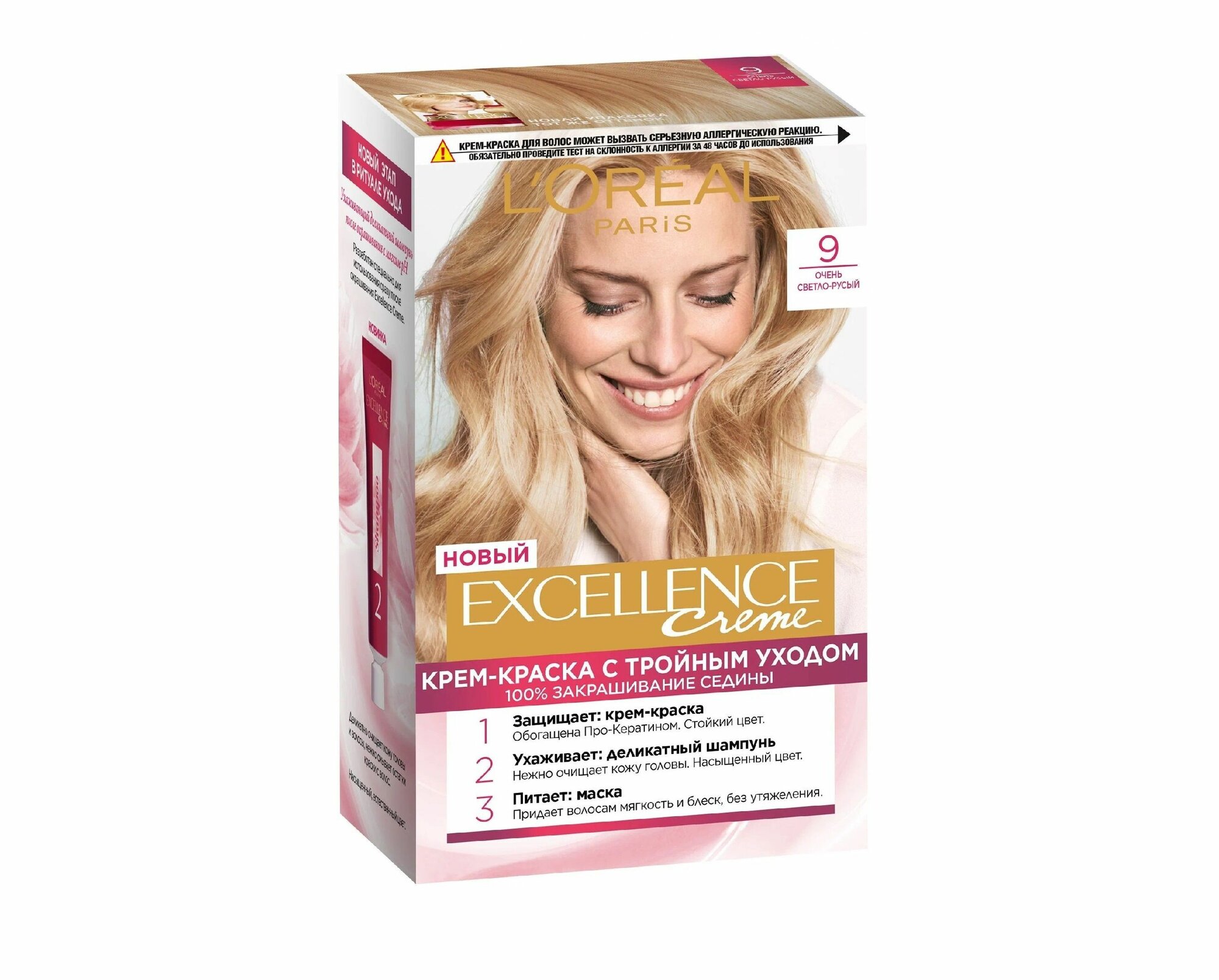 L'Oreal Paris Крем-краска для волос Excellence Тон 9 Очень светло-русый, 192 гр/
