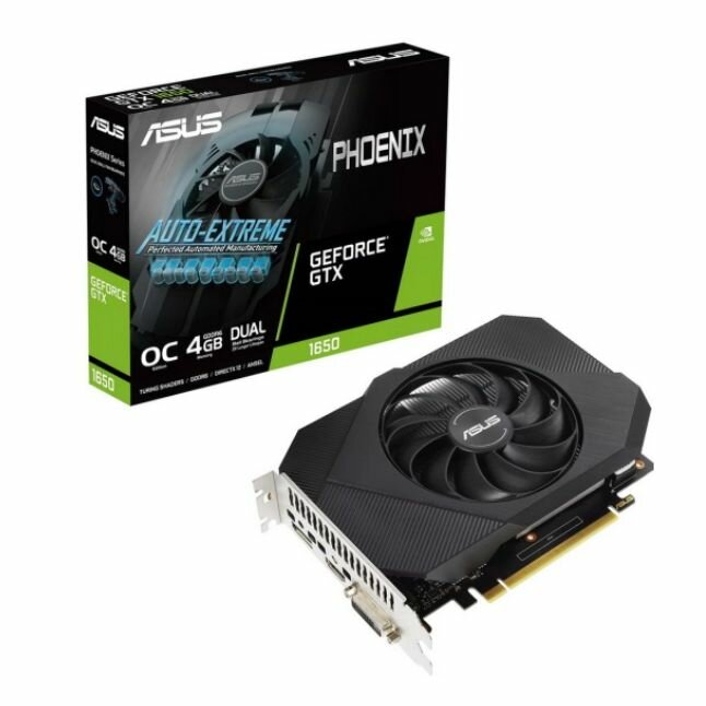 Видеокарта ASUS GeForce GTX 1650 OC Edition 4G (PH-GTX1650-O4GD6-P-V2) - PCI Express 3.0/3.1 x16, 4 ГБ, GDDR6, 128 бит, DisplayPort, HDMI, GPU 1410 МГц