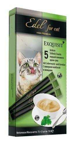 Эдель Кэт Лакомство д/кошек Крем-суп Ливерная колбаса и овощи (5шт x 15г)