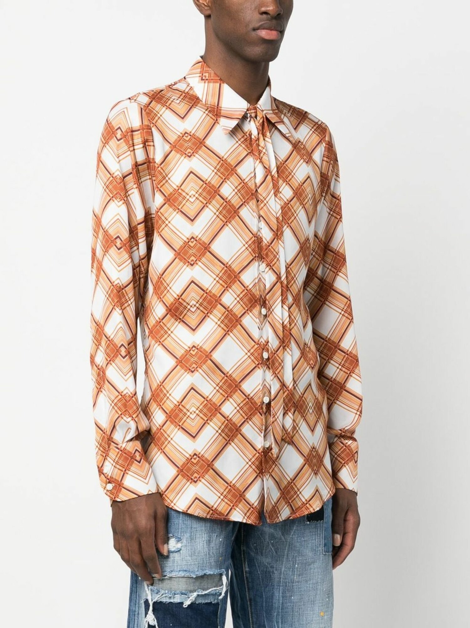 Рубашка DSQUARED2 Check print buttoned shirt, размер 50, оранжевый — фото 1