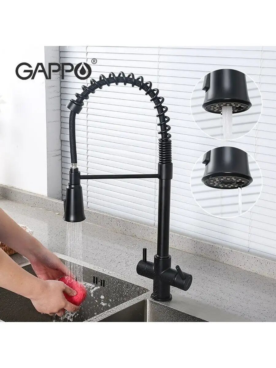 Смеситель для кухни Gappo G4398-66 чёрный