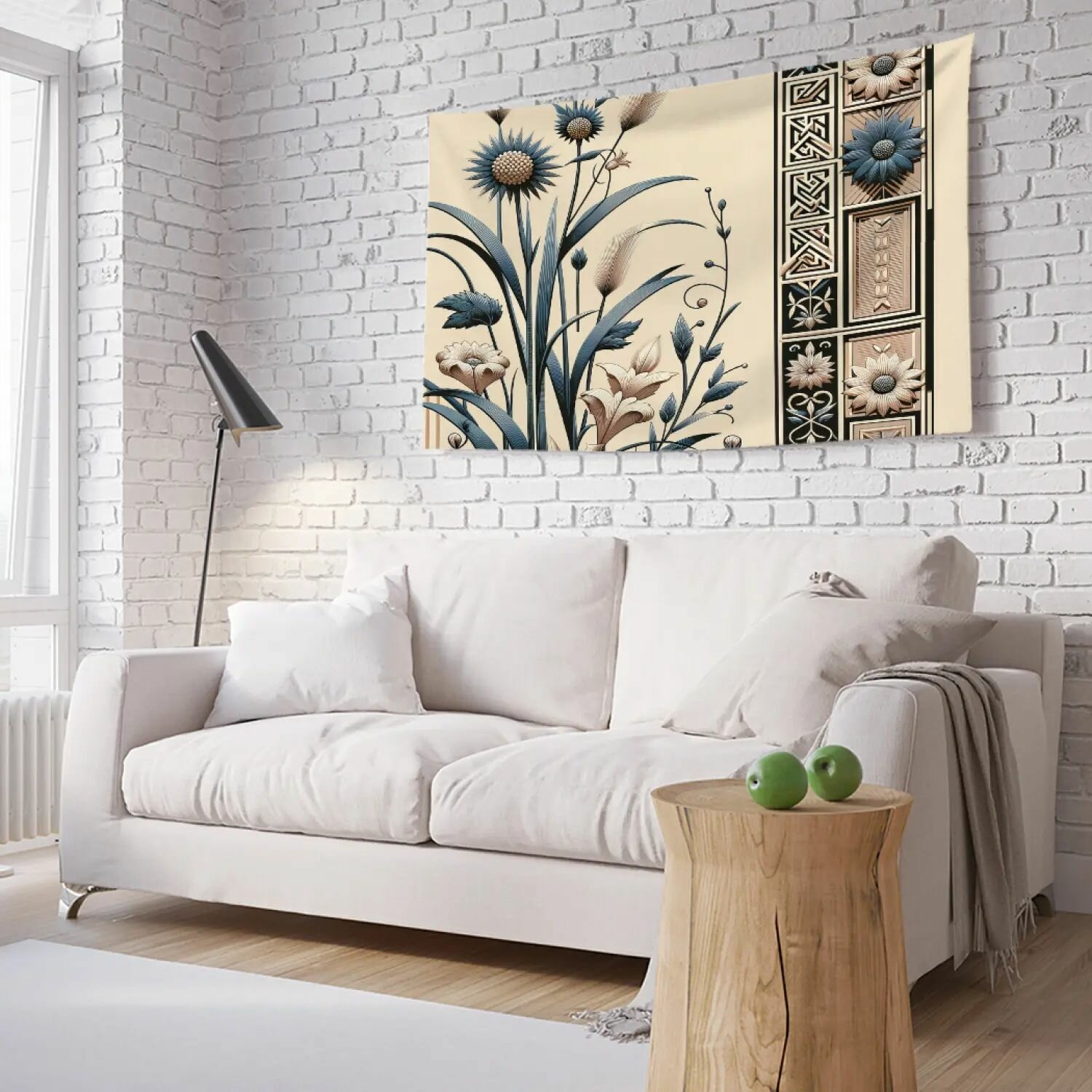 Фотопанно на стену горизонтальный постер 150х200 "Обои с цветами", JoyArty