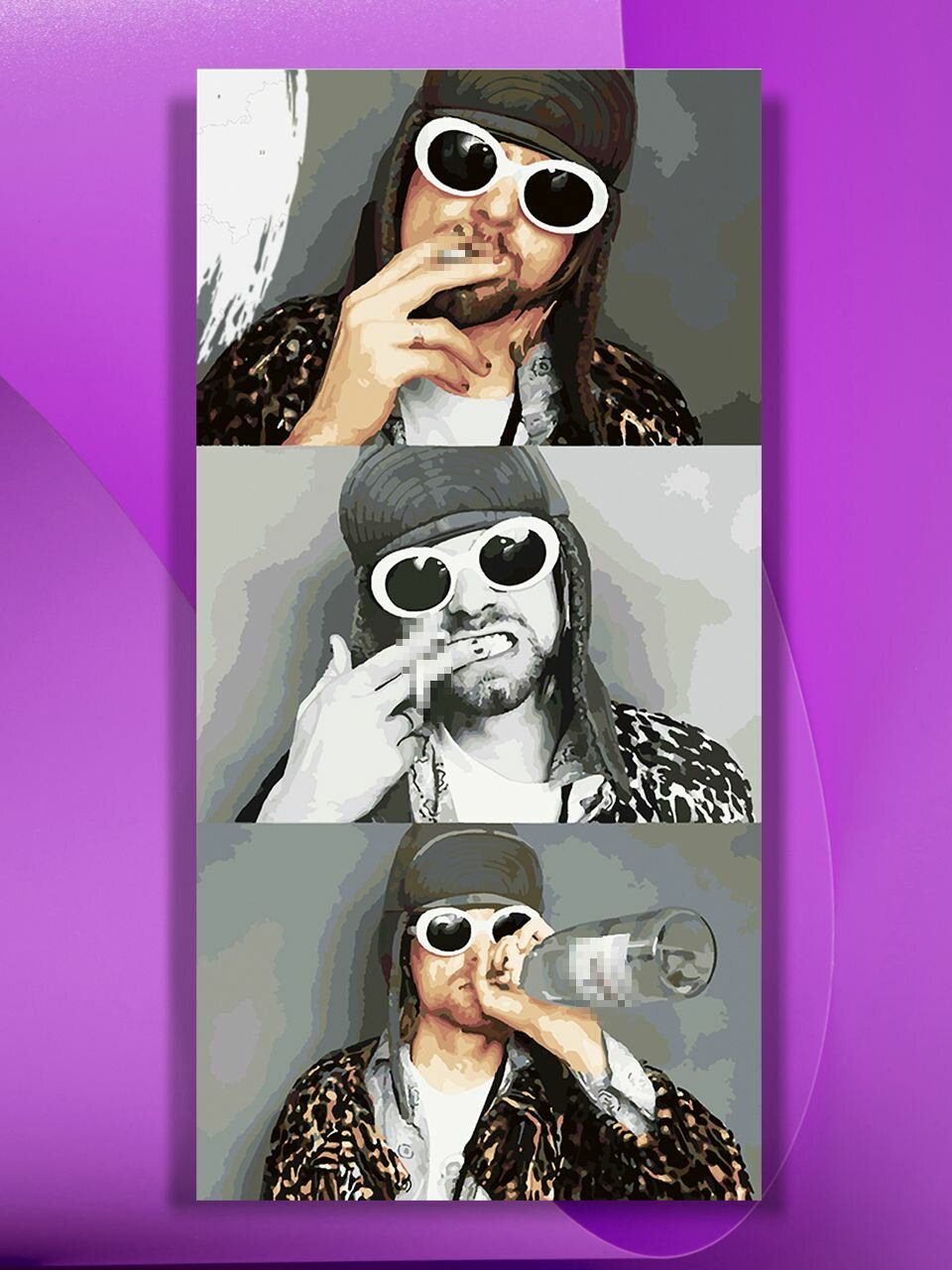 Картина по номерам на холсте Курт Кобейн в леопарде, 30 х 60 см