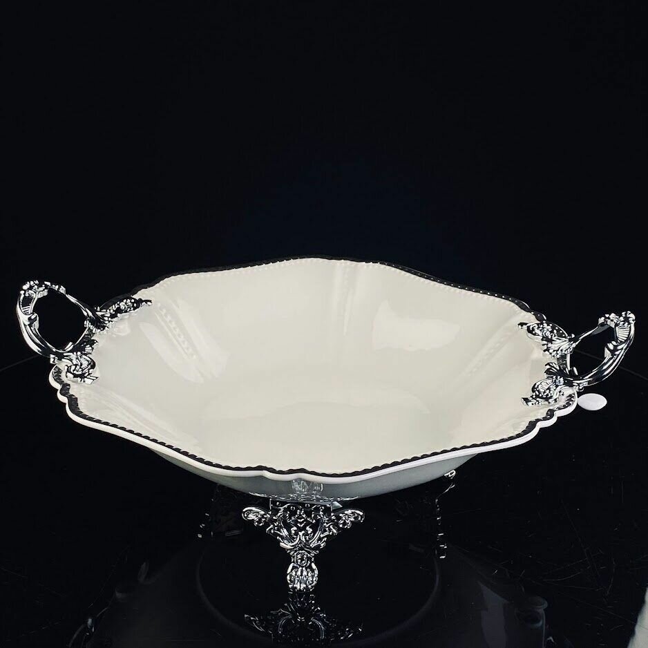 Глубокое Блюдо на ножках с ручками Lenardi Atlantis 30.5см, фарфор