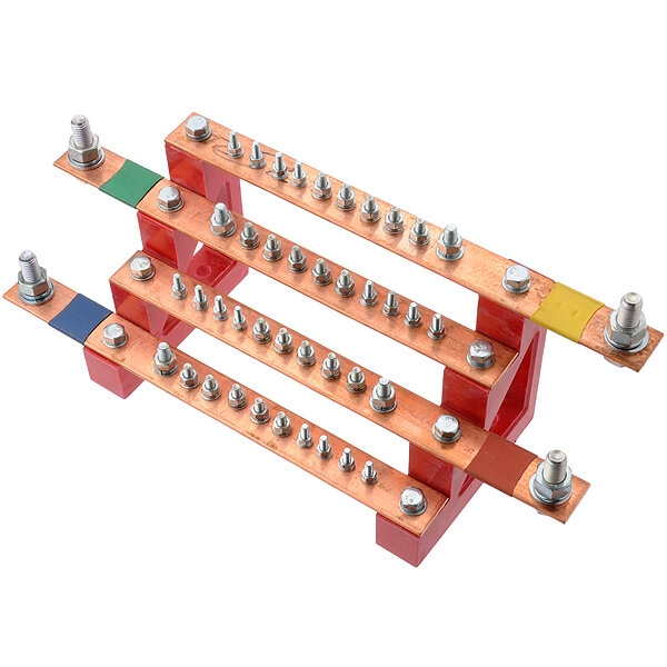 Блок шин Электромонтаж 4 полюса по 11 присоединений медь 400А ширина 395мм