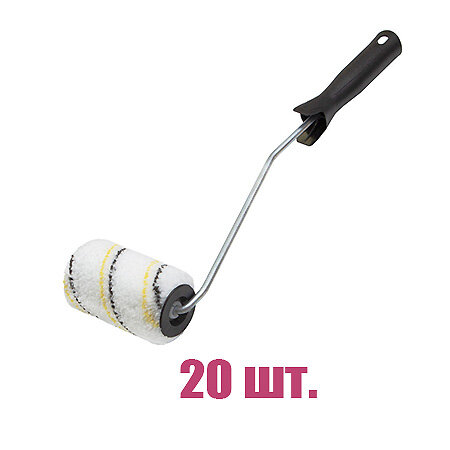 Валик малярный микрофибра 100 мм стержень 6 мм ворс 9 мм для водной основы с ручкой удлиненный (20 шт.)