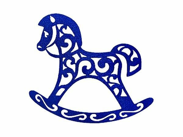 Деревянная елочная игрушка Лошадка-качалка 15 см, синяя, МанузинЪ