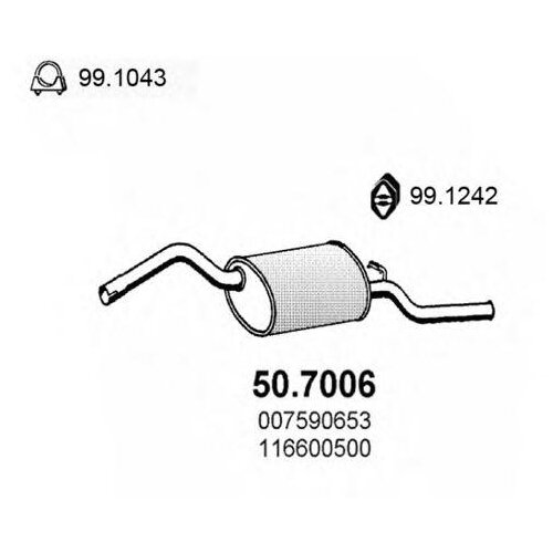 Глушитель выхлопных газов конечный, ASSO 50.7006 (1 шт.)