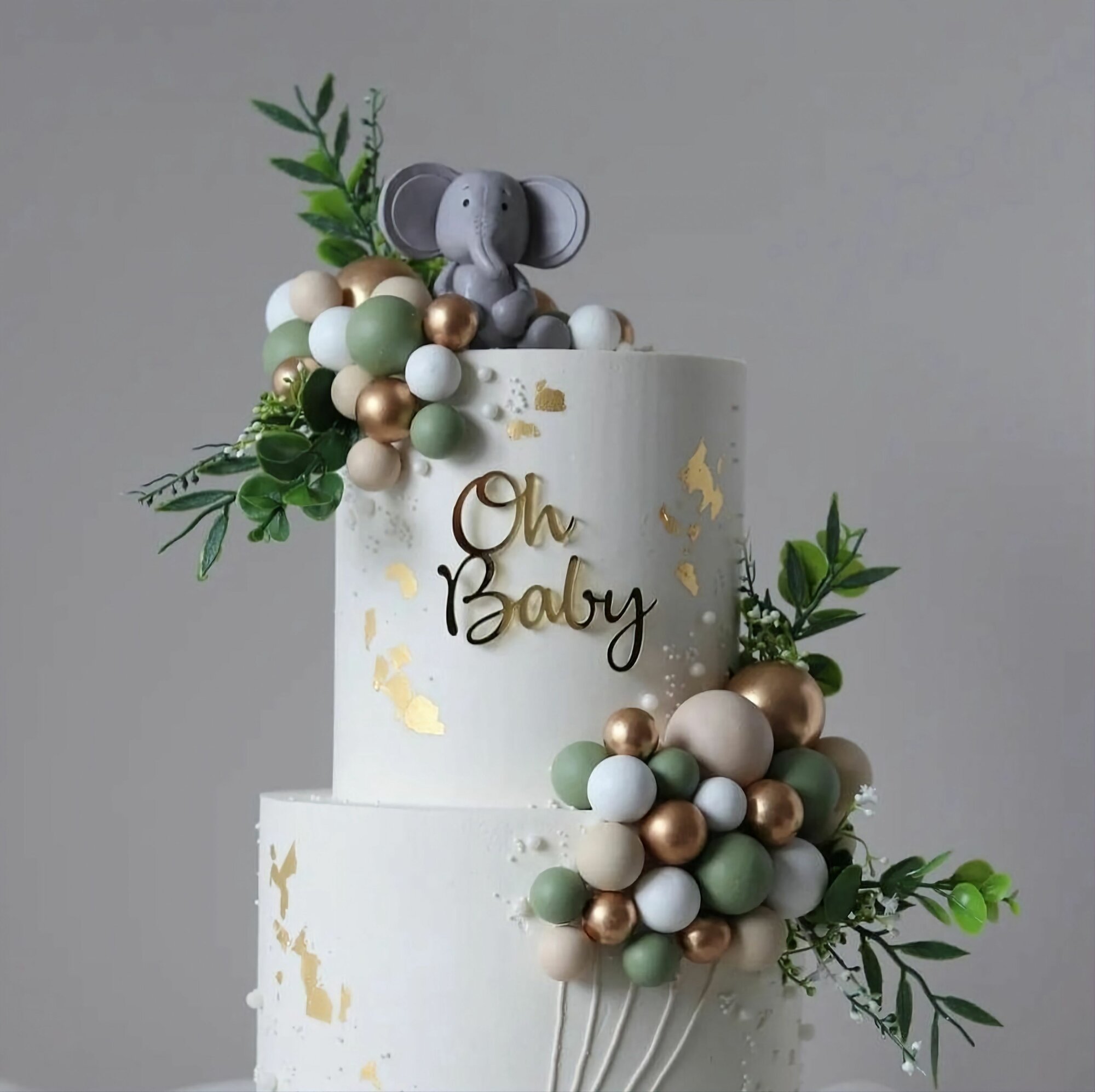 Топпер для торта "Oh baby" на Выписку из роддома, узнать пол малыша/ золотой зеркальный акрил