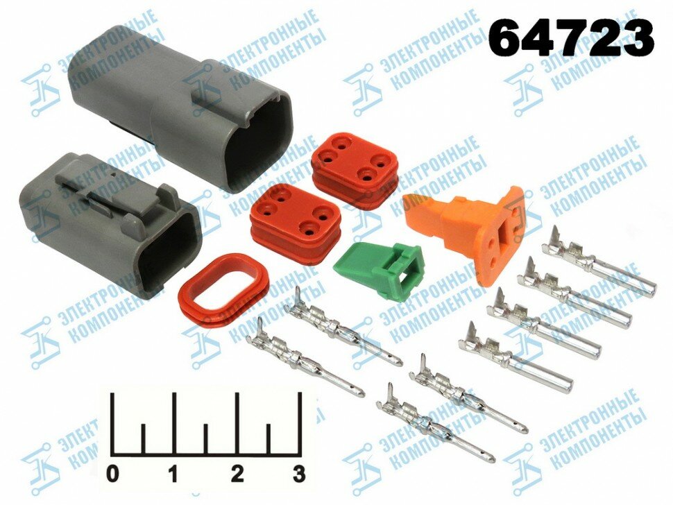 Разъем 4pin в комплекте влагозащищенный DJ3041Y-1.6-21/11 авто