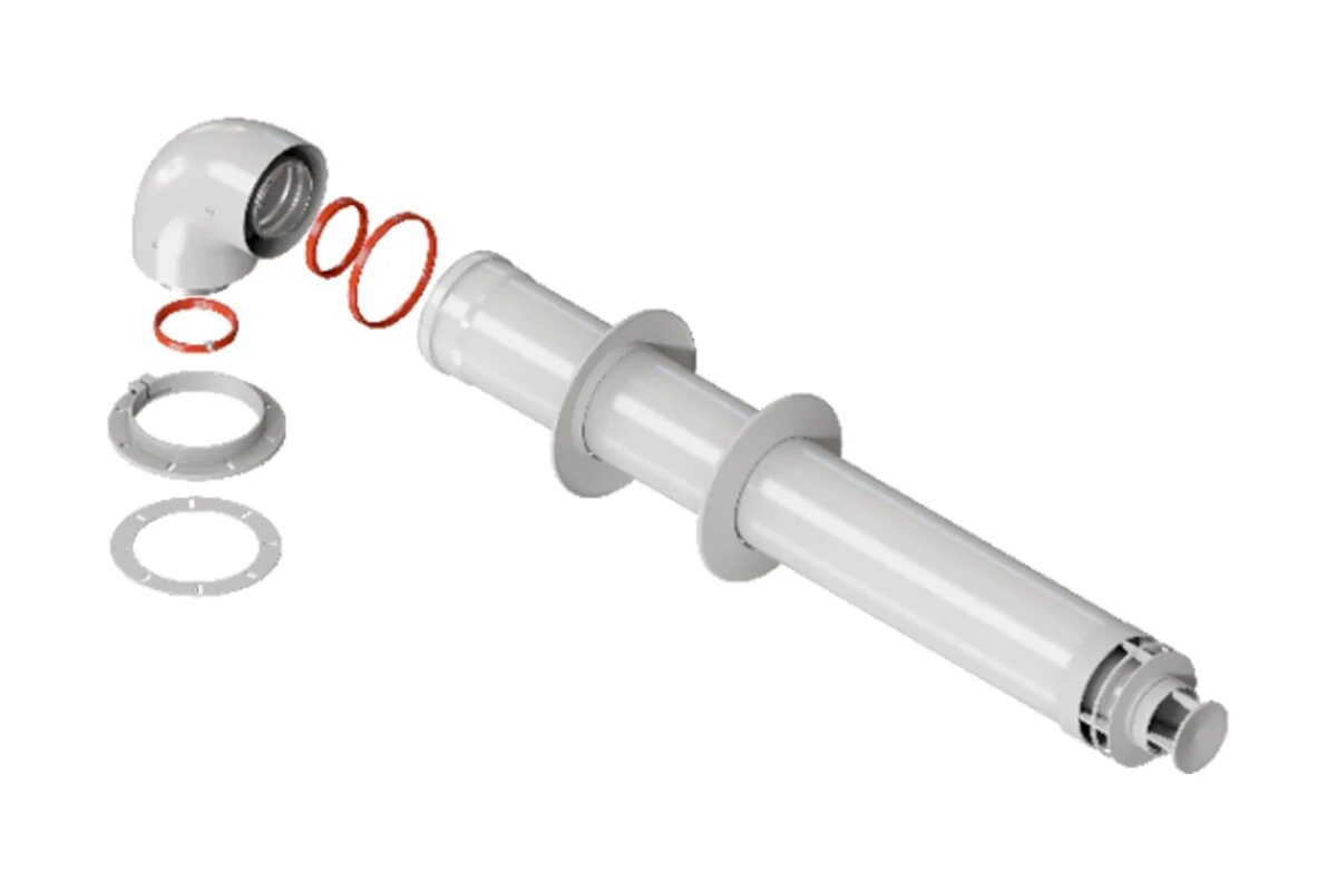 ROMMER Комплект дымохода стандарт 60/100 - 900мм в комплекте фланец RG0091CSP6F5Q7