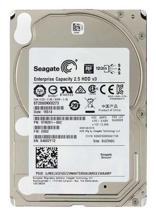 Жесткий диск 2Tb SAS Seagate Enterprise Capacity 2.5 (ST2000NX0273)