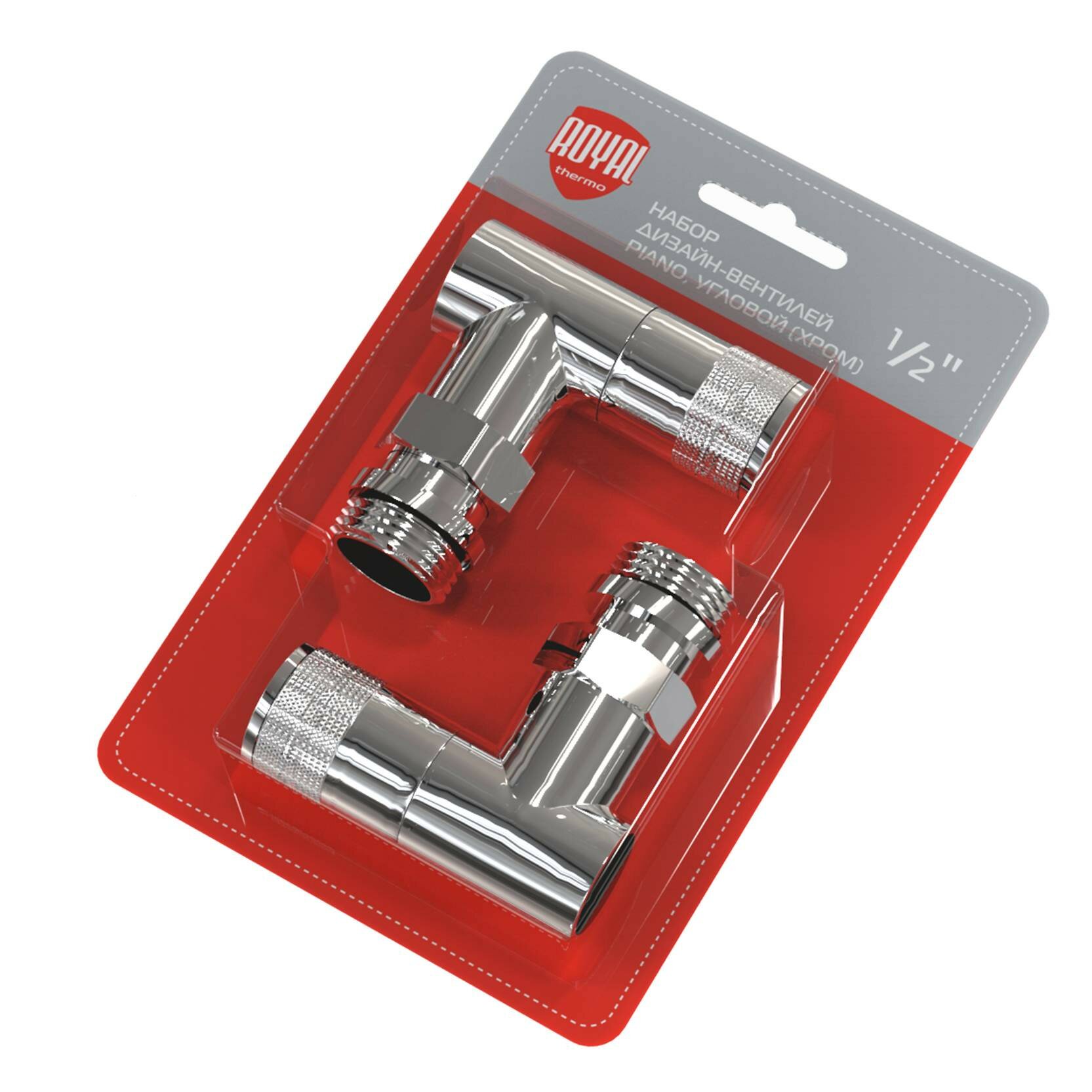 Набор дизайн-вентилей PIANO, угловой (хром) 1/2" (RTE 50.028)
