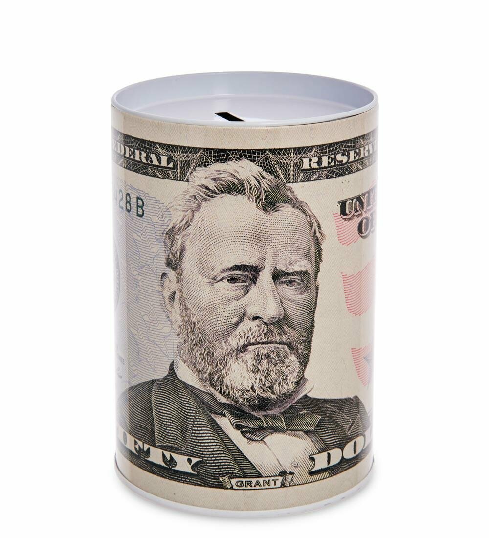 Металлическая копилка 50 Долларов 13,5см A2170238 разностор, Металл