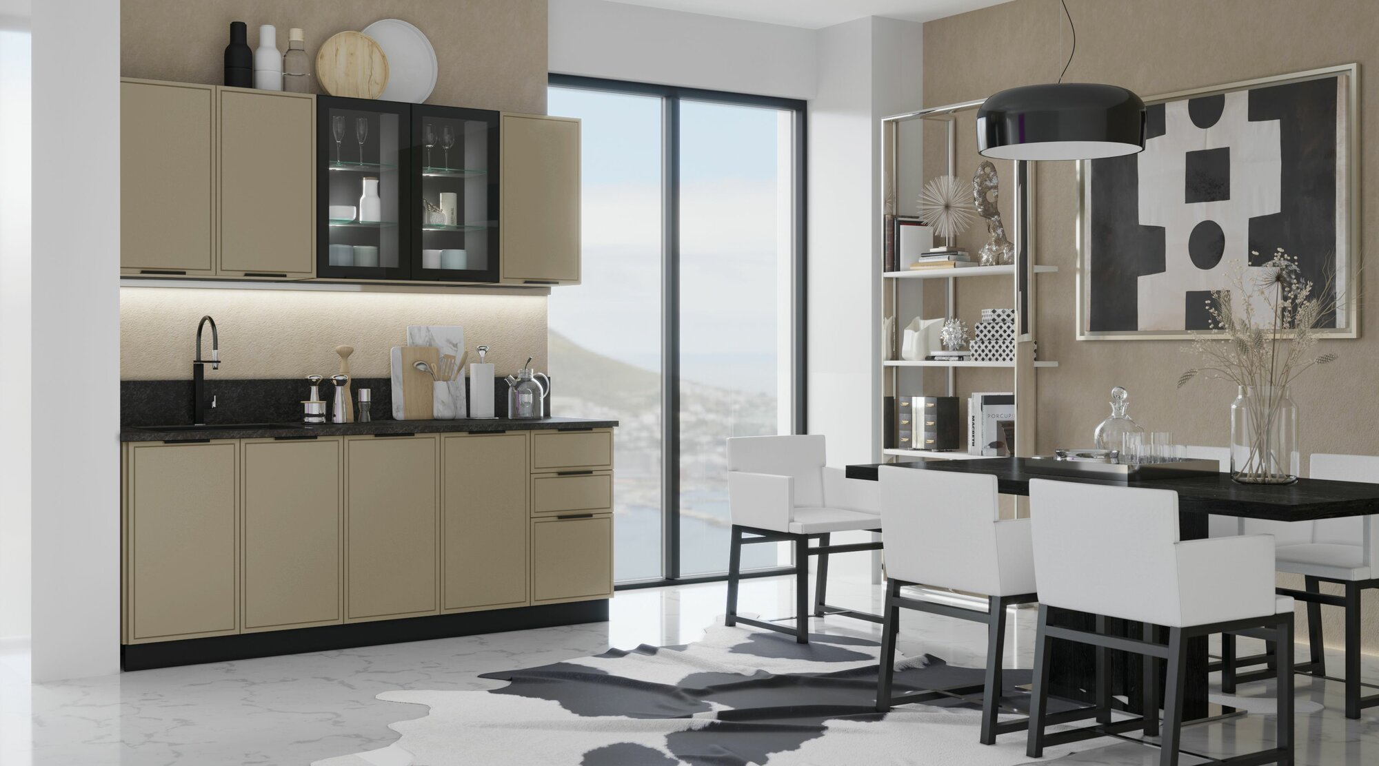 Кухня Николь №1 Холст латте 2,0м