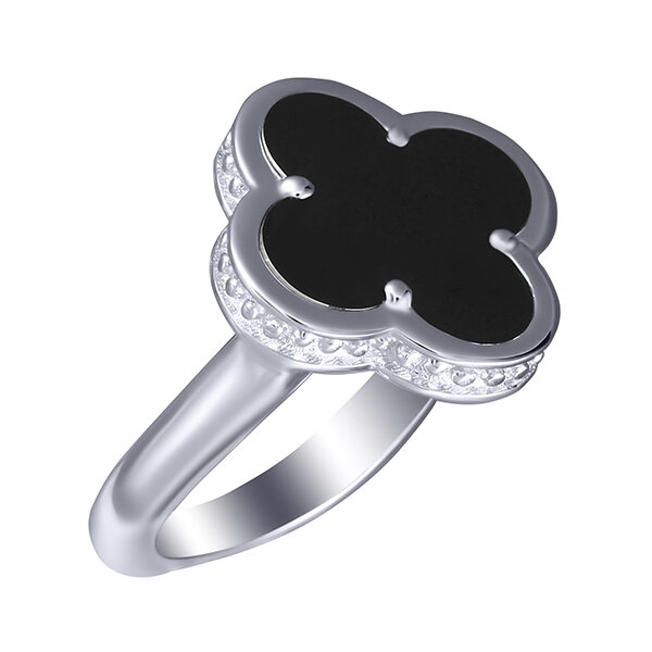 Кольцо, серебро, 925 проба, родирование, керамика