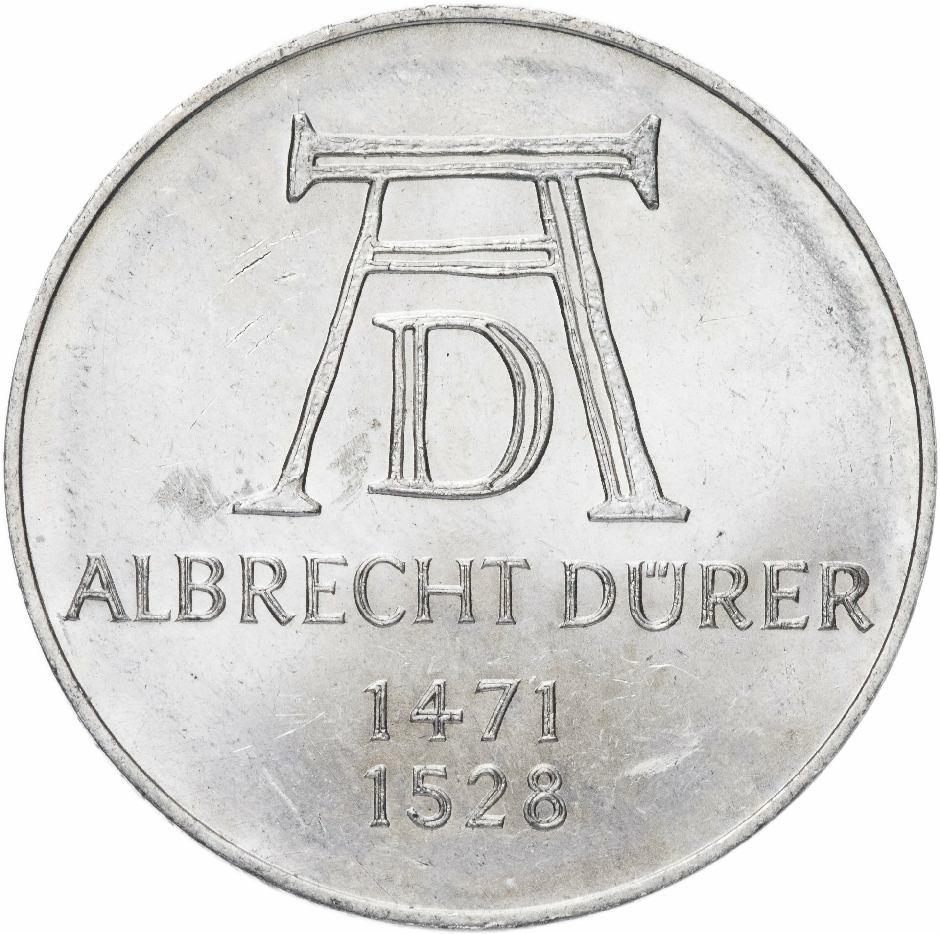 Германия 5 марок 1971 "500 лет со дня рождения Альбрехта Дюрера", Серебро 625, в сохранности AU