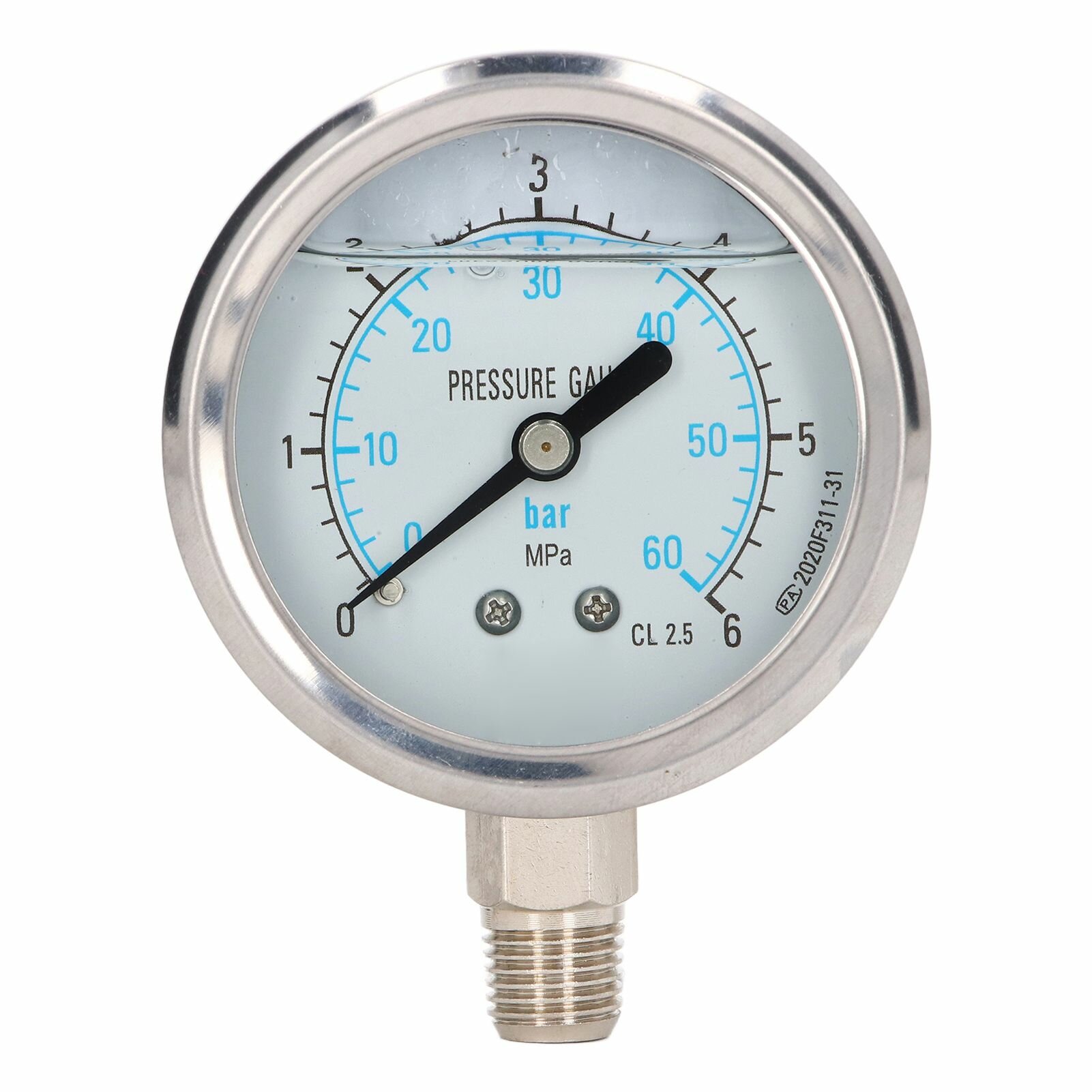 Вибрационно-устойчивый масляный манометр 1/4 NPT 0-6 МПа